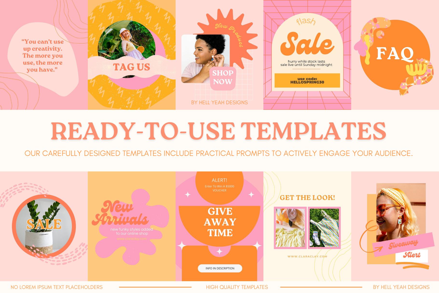 Vibrant Vibes Post Templates Canva, Ecommerce Instagram Templates - Etsy