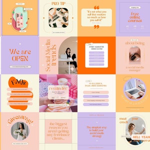 Coaching Post Templates Canva, Colorful Funky Instagram Templates - Etsy