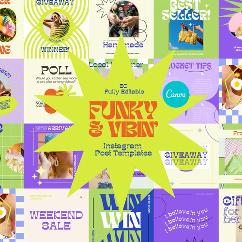 Funky & Vibin' Instagram Post Templates Fully Editable in | Etsy