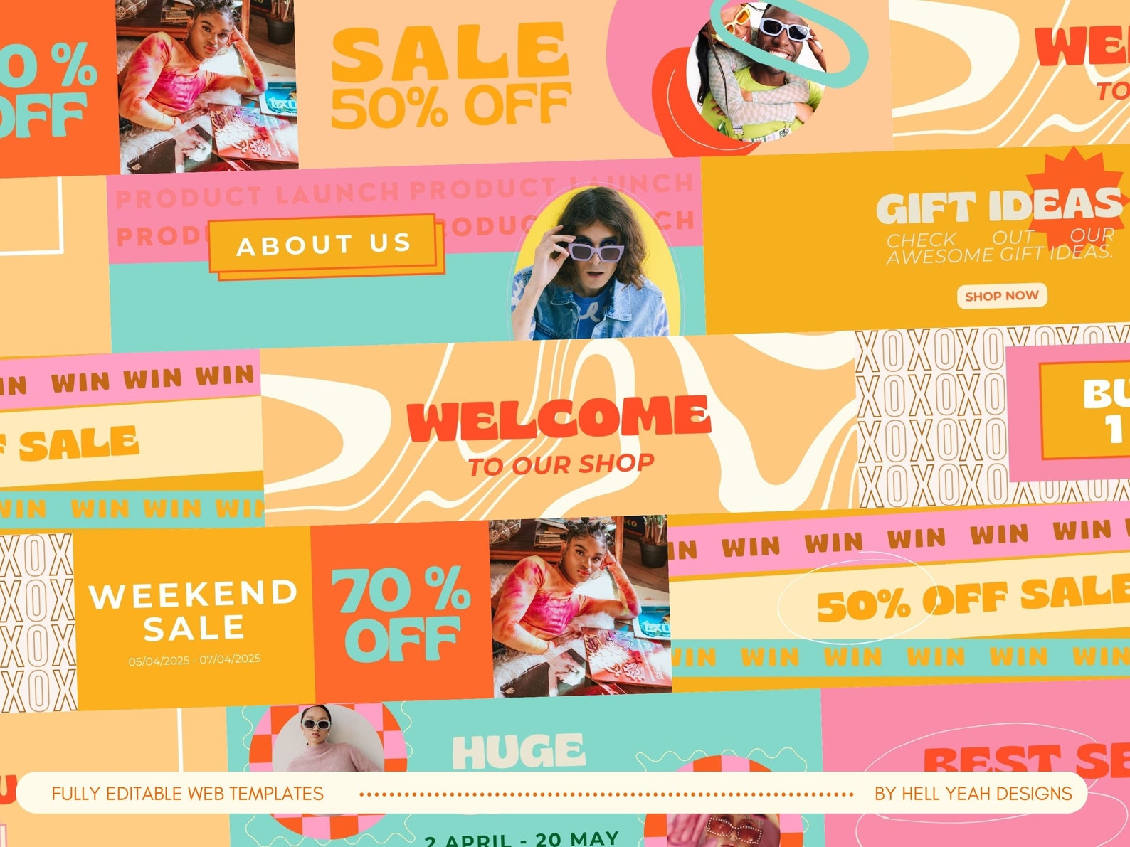 Bold Retro Website Banner Templates Bundle Fully Editable in Canva - Etsy