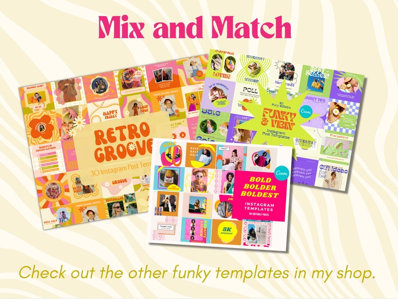 Peachy Pop Instagram Post Templates Canva - Etsy