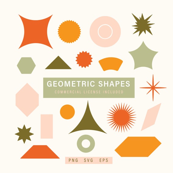 Geometric Shapes Set Bright Clipart Graphic Design Elements | Etsy