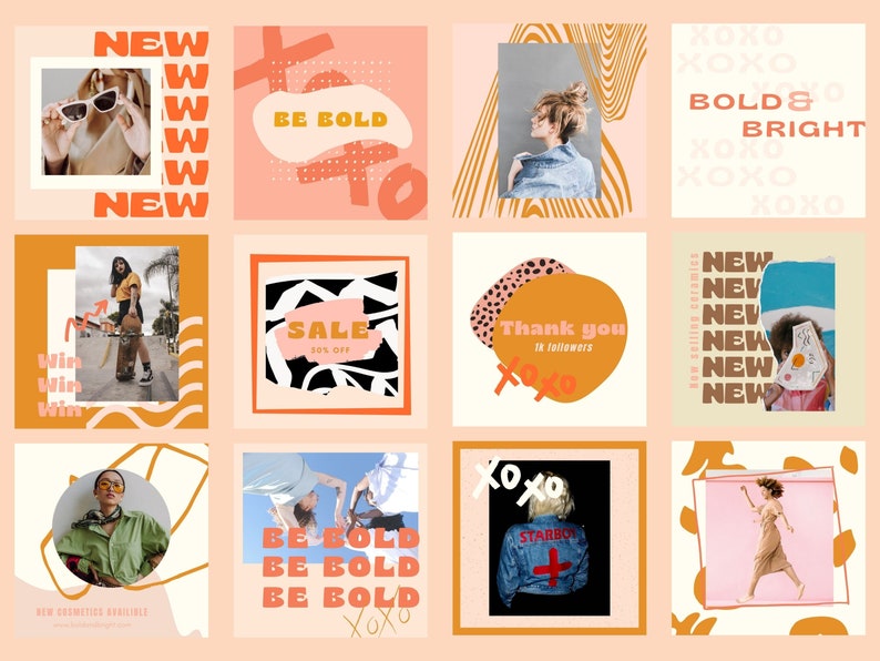Bold & Bright Instagram POST Templates for Canva Colorful - Etsy