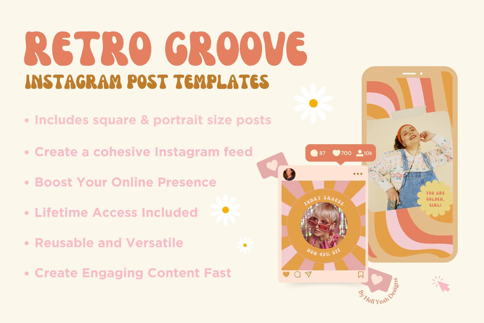 Retro Groove Instagram Post Templates - Etsy