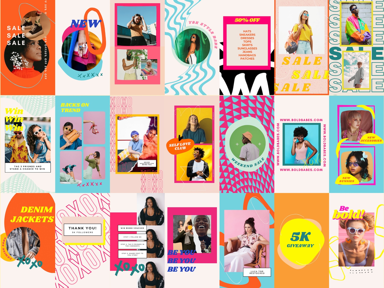 Bold Bolder Boldest Instagram Story Templates Canva Colorful - Etsy