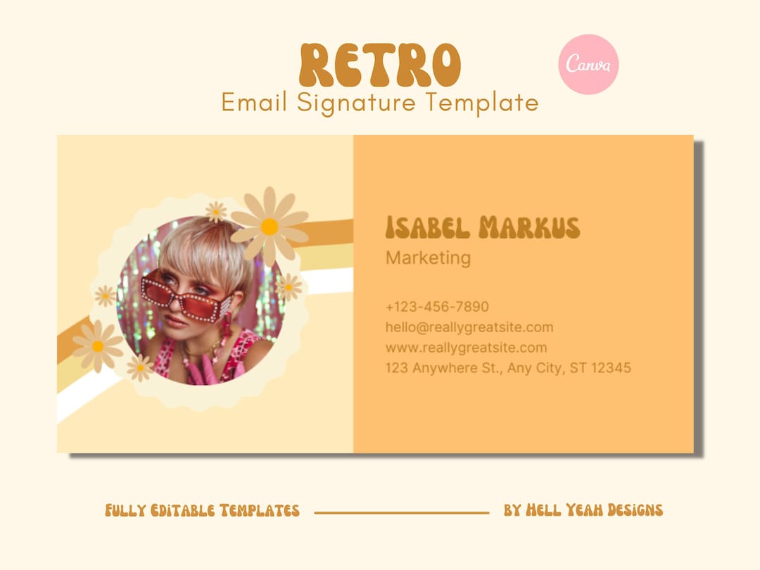 Retro Email Signature Template Design, Edtable in Canva - Etsy Portugal