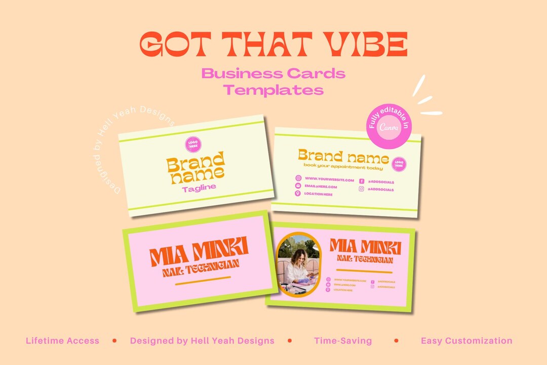 Got That Vibe Funky Business Cards Canva Templates - Etsy