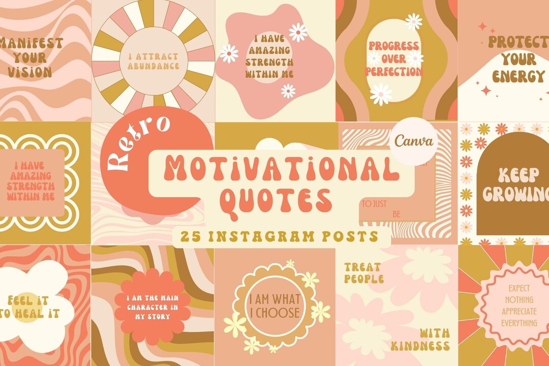 Retro Motivational Quotes Posts Instagram. Ready-to-post. Canva ...