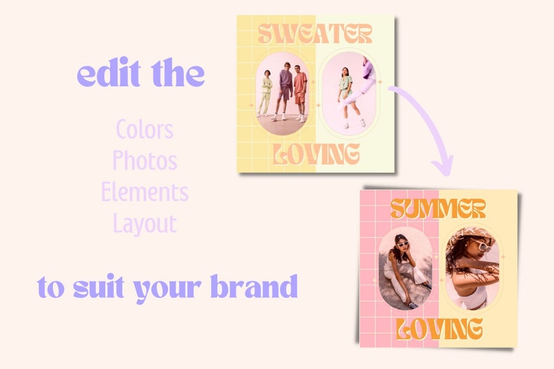 Pastel Power Post Templates Canva Ecommerce Instagram - Etsy