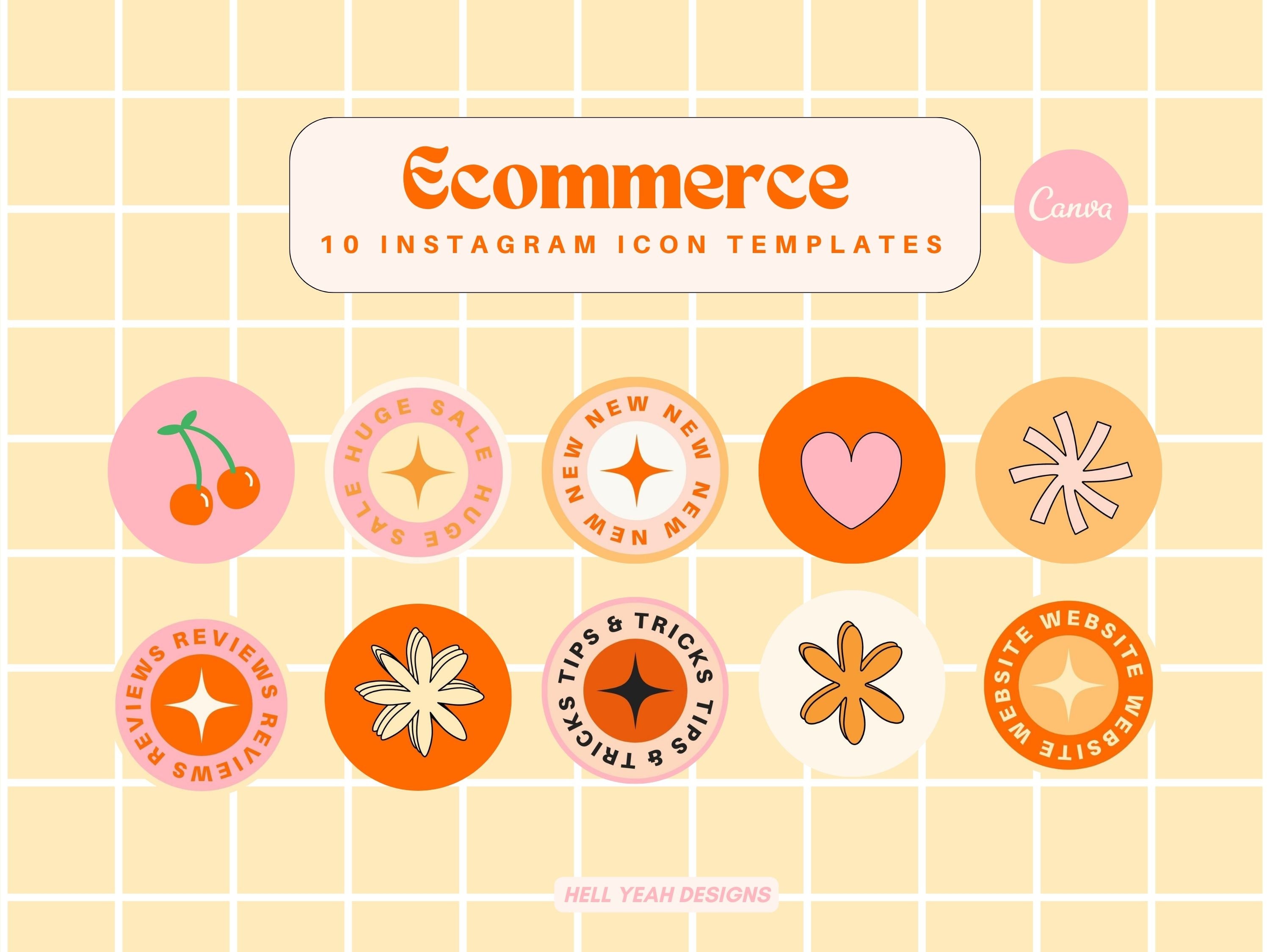 Funky Instagram Icon Covers Canva Templates - Etsy