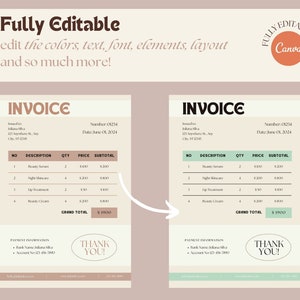 Invoice Template Fully Editable in Canva - Etsy