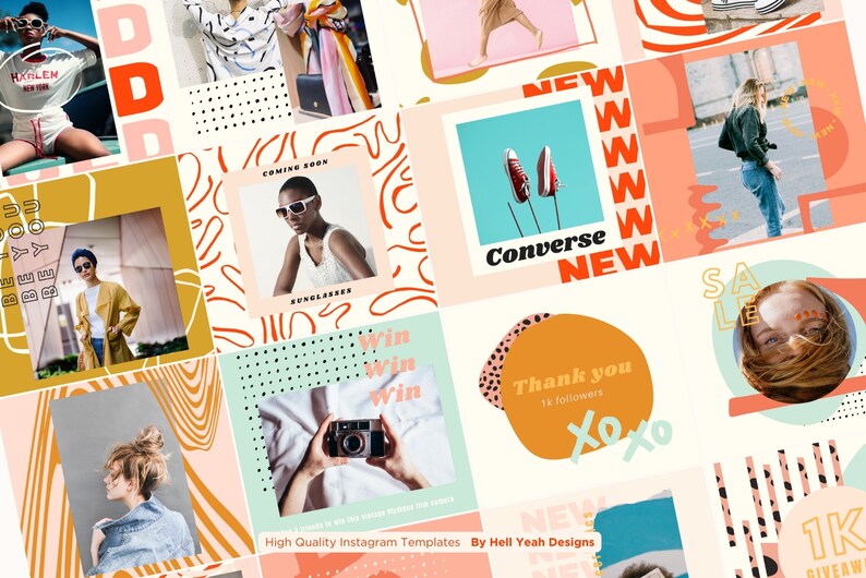 50 Bold & Bright Instagram Post Templates Canva - Etsy