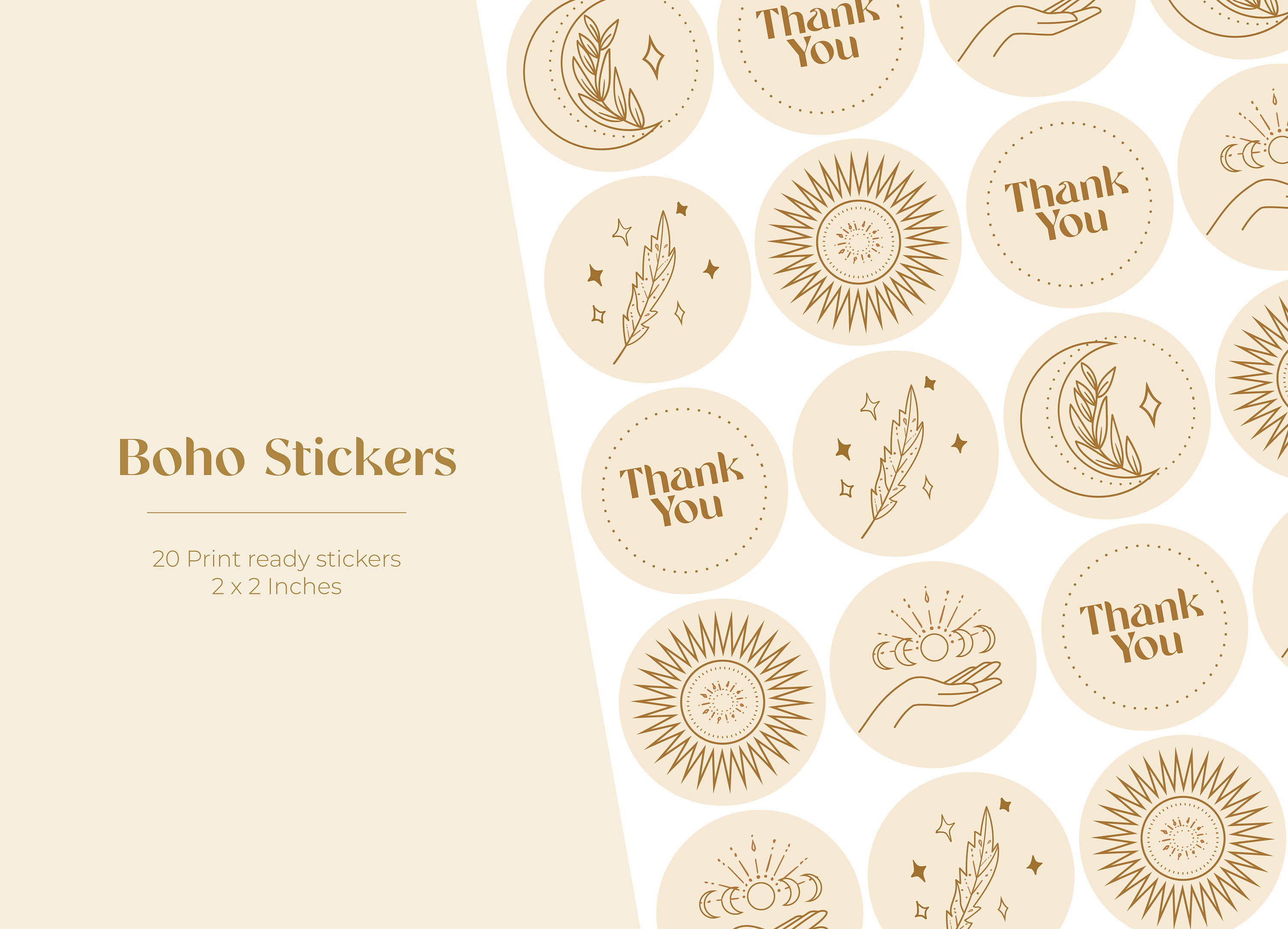 Stationery Circle Boho Sticker Design Digital Boho Stickers Pink ...