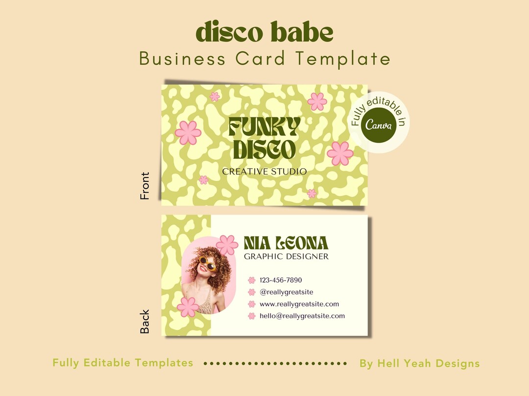Disco Cowgirl Business Card Canva Template - Etsy