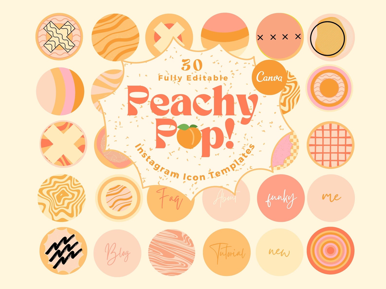 Peachy Pop Instagram Highlight Covers: Retro CANVA Icons (digital Download) - Etsy