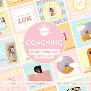60 Coaching Instagram POST Templates Fully Editable in Canva, - Etsy