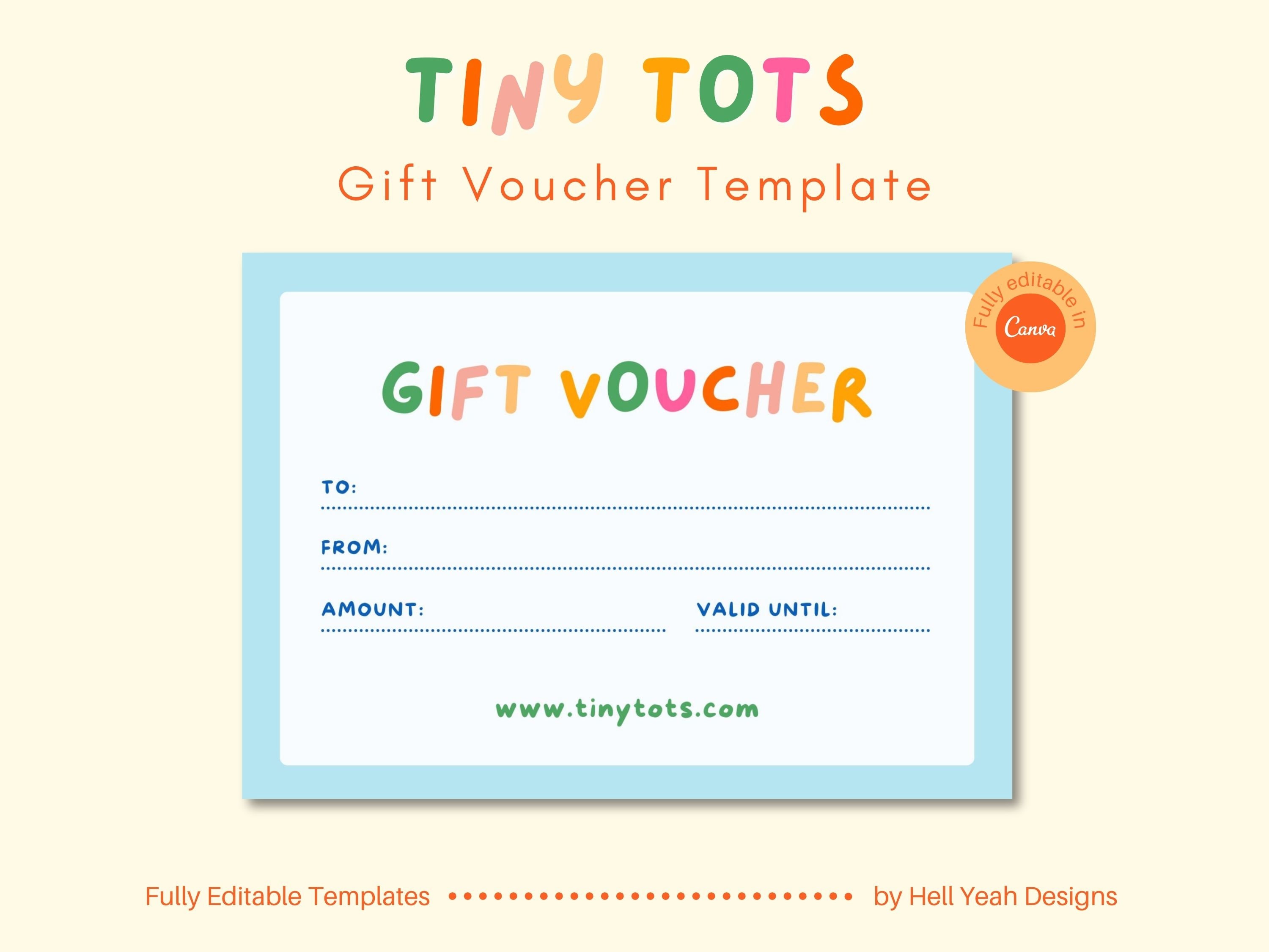 Tiny Tots Gift Voucher Template Design, Edtable in Canva - Etsy