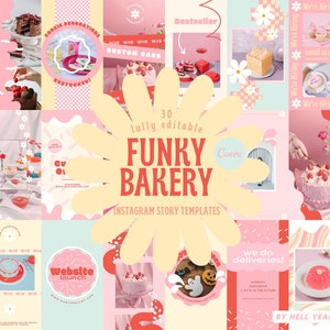 Funky Instagram STORY Template for Canva, Fun Bakery Branding - Etsy