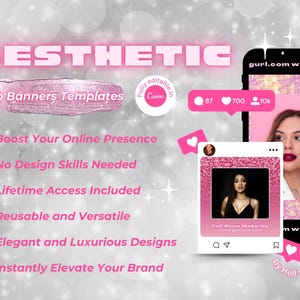 Glam Girl Web Banners Templates Fully Editable in Canva - Etsy