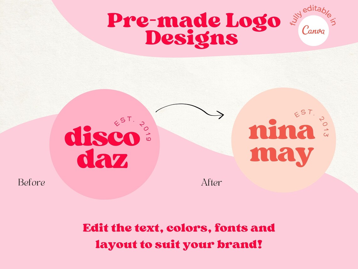 Pre-made Logo Templates Editable Canva Logo Designs Funky - Etsy