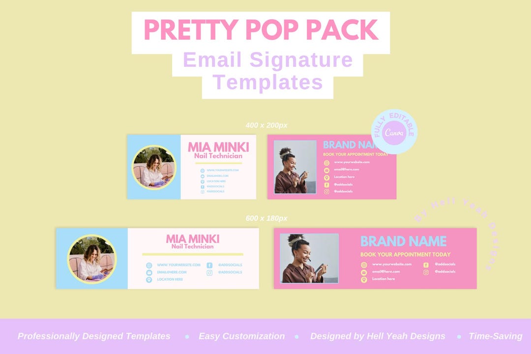 Pretty Pop Email Signature Canva Templates - Etsy
