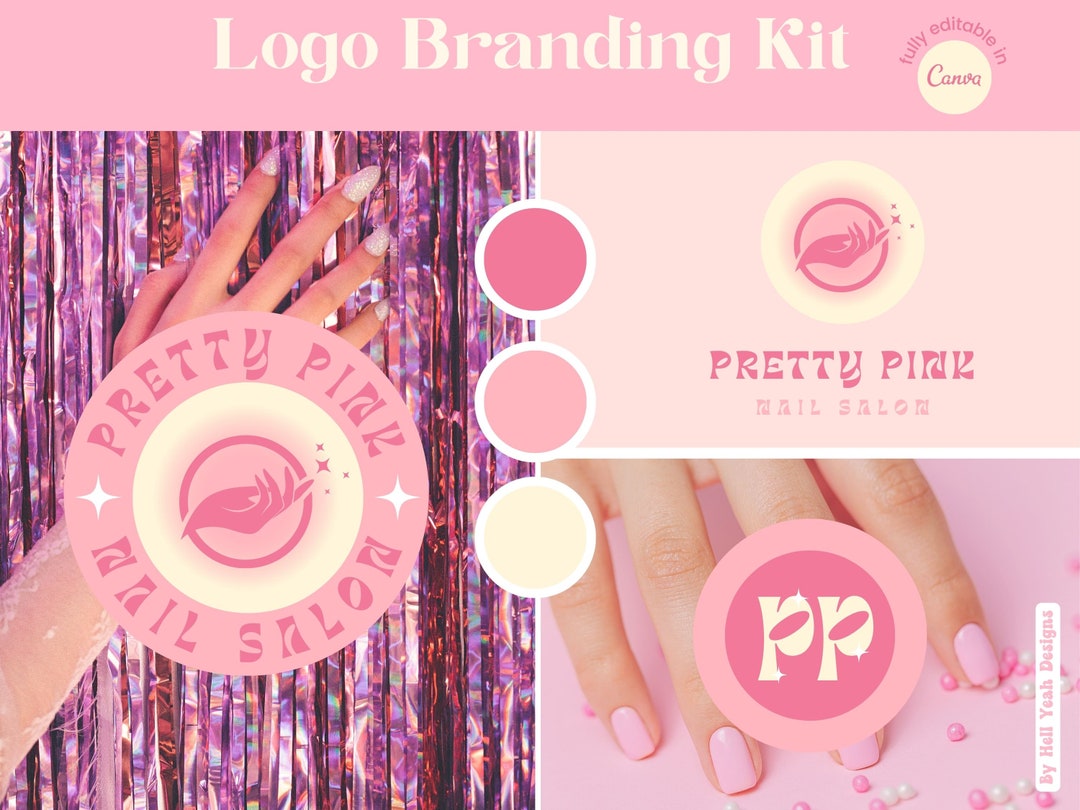 Pre-made Logo Templates, Editable Canva Logo Designs, Pink Logo, DIY ...