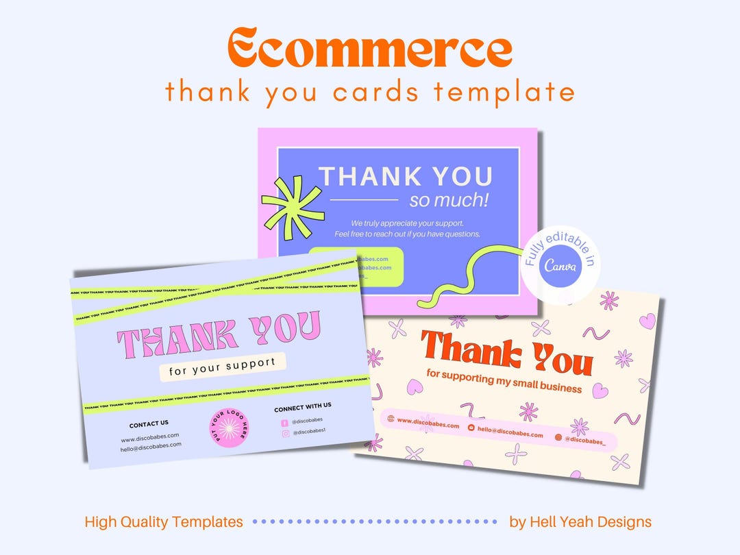 Ecommerce Thank You Card Templates Canva, Thank You Card for Order ...