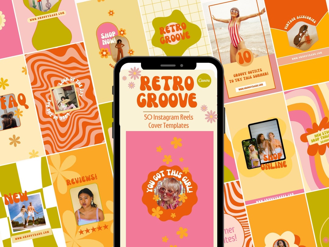Retro Groove Instagram Reel Covers: 50 Funky Canva Templates - Etsy