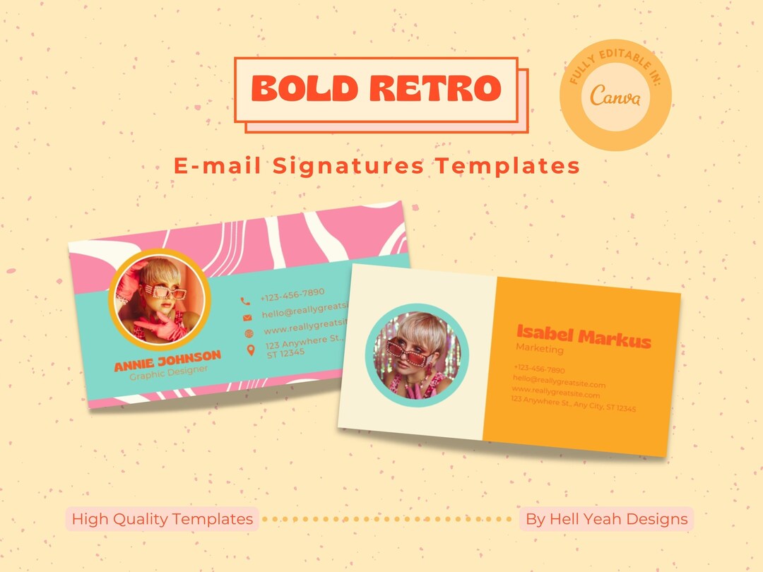 Bold Retro Email Signature Template Design, Edtable in Canva - Etsy