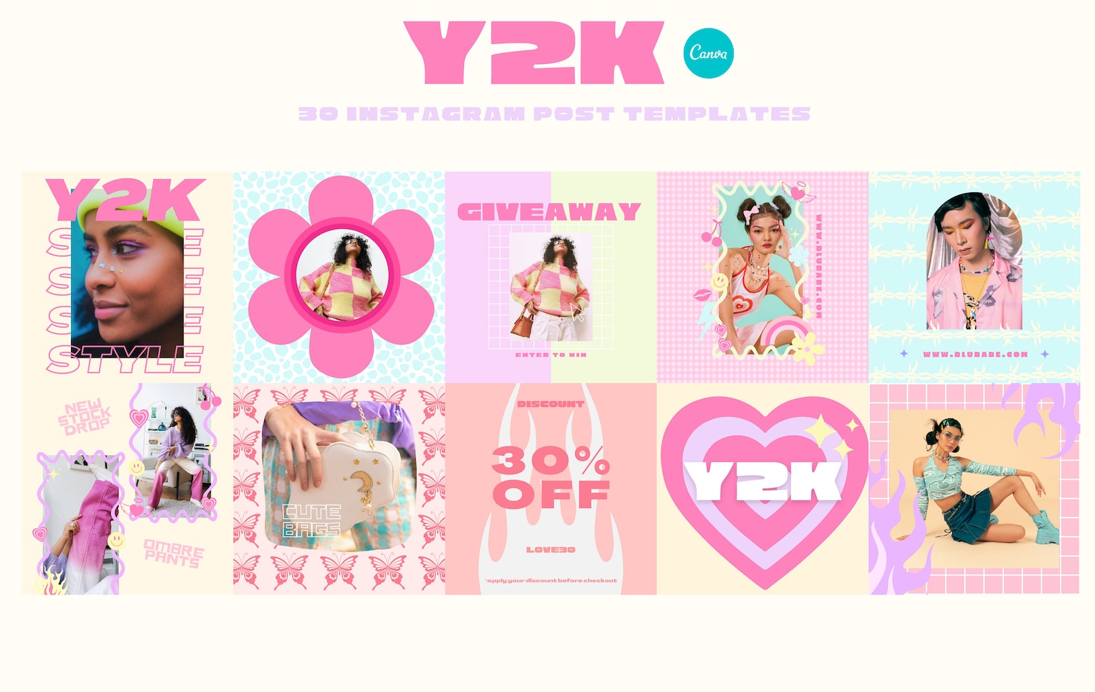Y2K Instagram Post Templates Canva - Etsy
