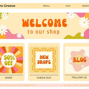 Retro Groove Website Banner Templates Bundle Fully Editable in Canva - Etsy