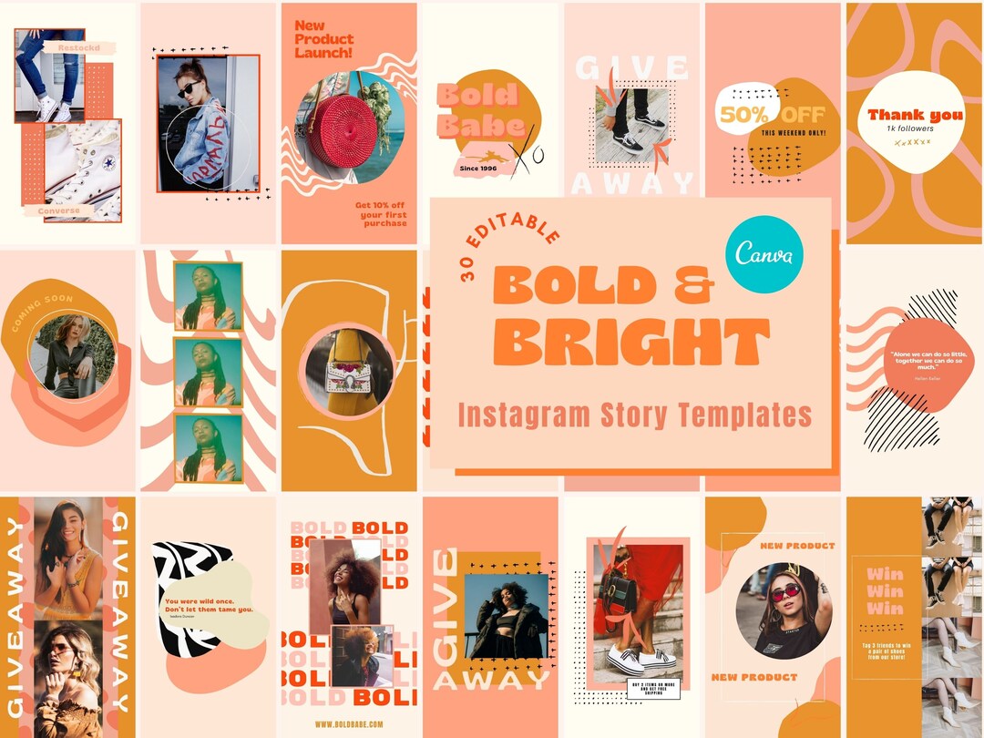 Bold & Bright Instagram STORY Template for Canva, Colorful Instagram ...