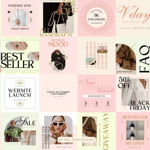 60 Aesthetic Instagram POST Templates for Canva, - Etsy