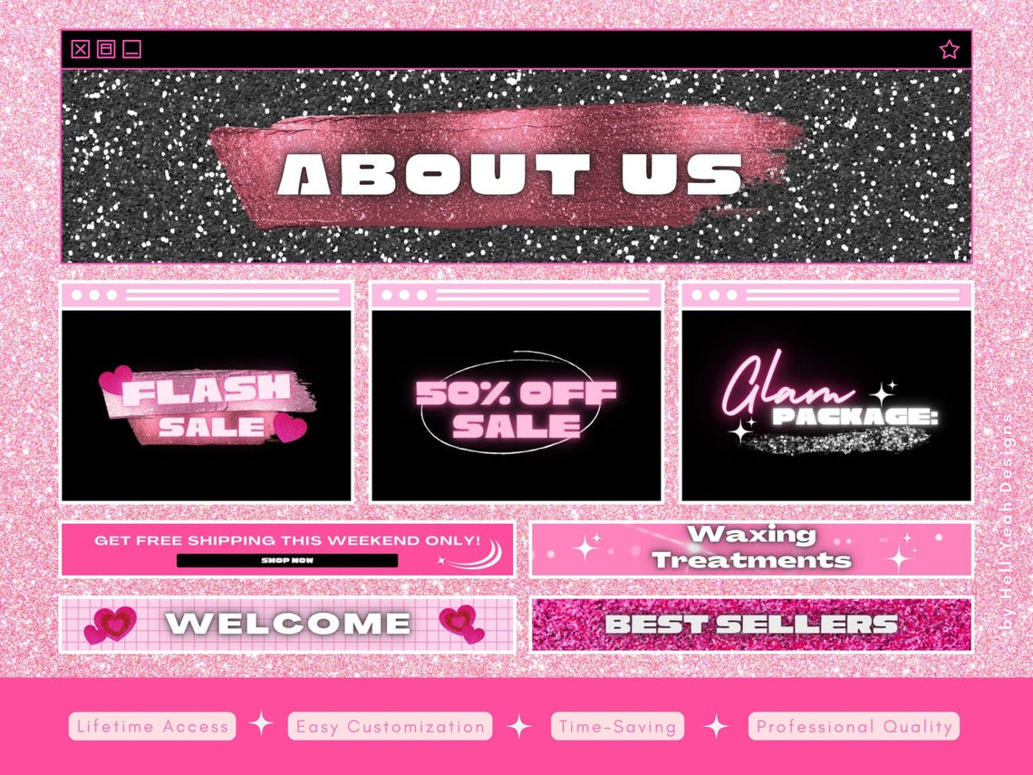 Glam Girl Web Banners Templates Fully Editable in Canva - Etsy