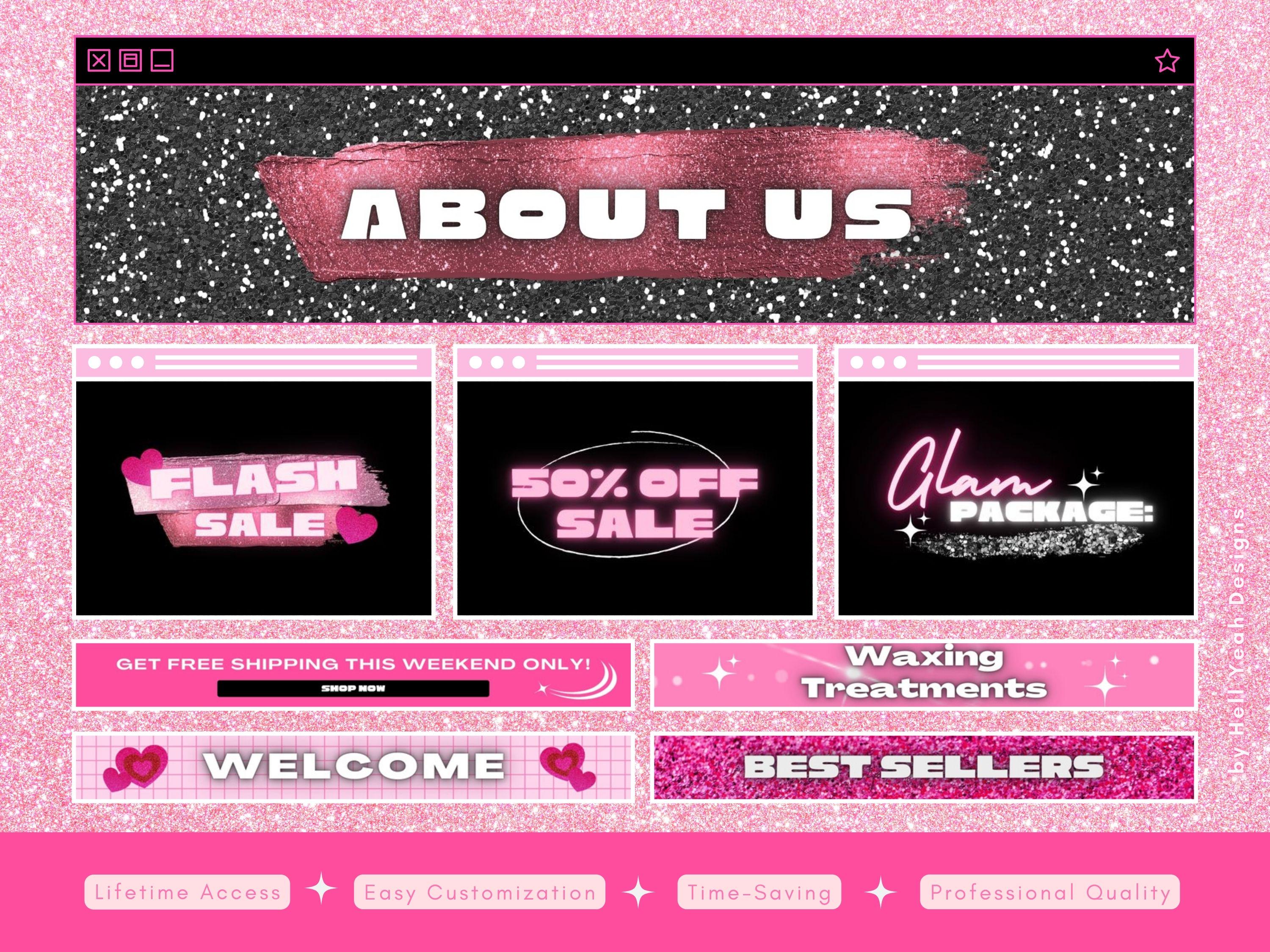Glam Girl Web Banners Templates Fully Editable in Canva - Etsy