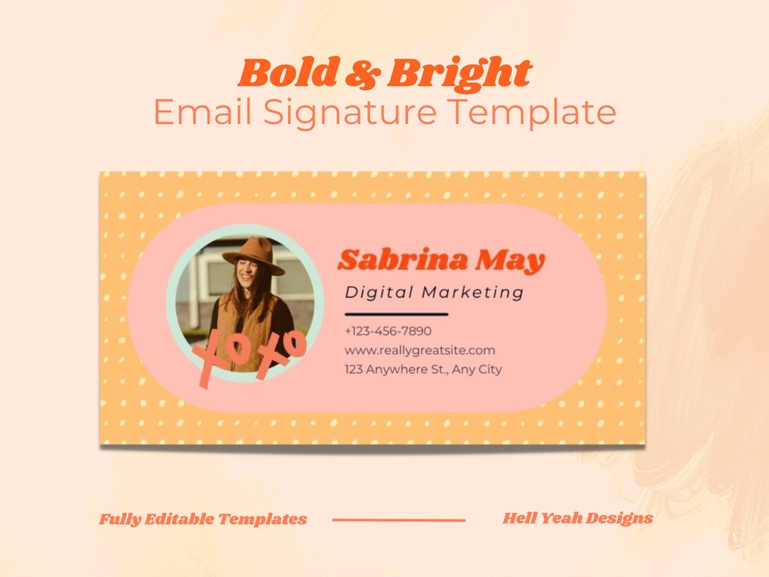 Bold & Bright Email Signature Template Design, Edtable in Canva - Etsy