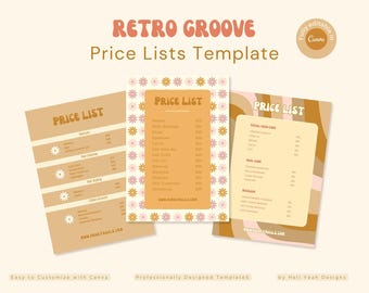 Retro Groove Price List Templates - Fully Editable in Canva - Etsy
