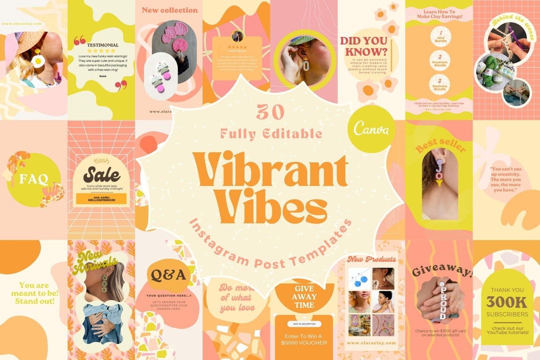 Vibrant Vibes Instagram Story Templates, Fully Editable in Canva - Etsy