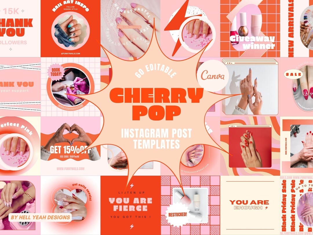 Cherry Pop Instagram Post Templates for Canva - Etsy