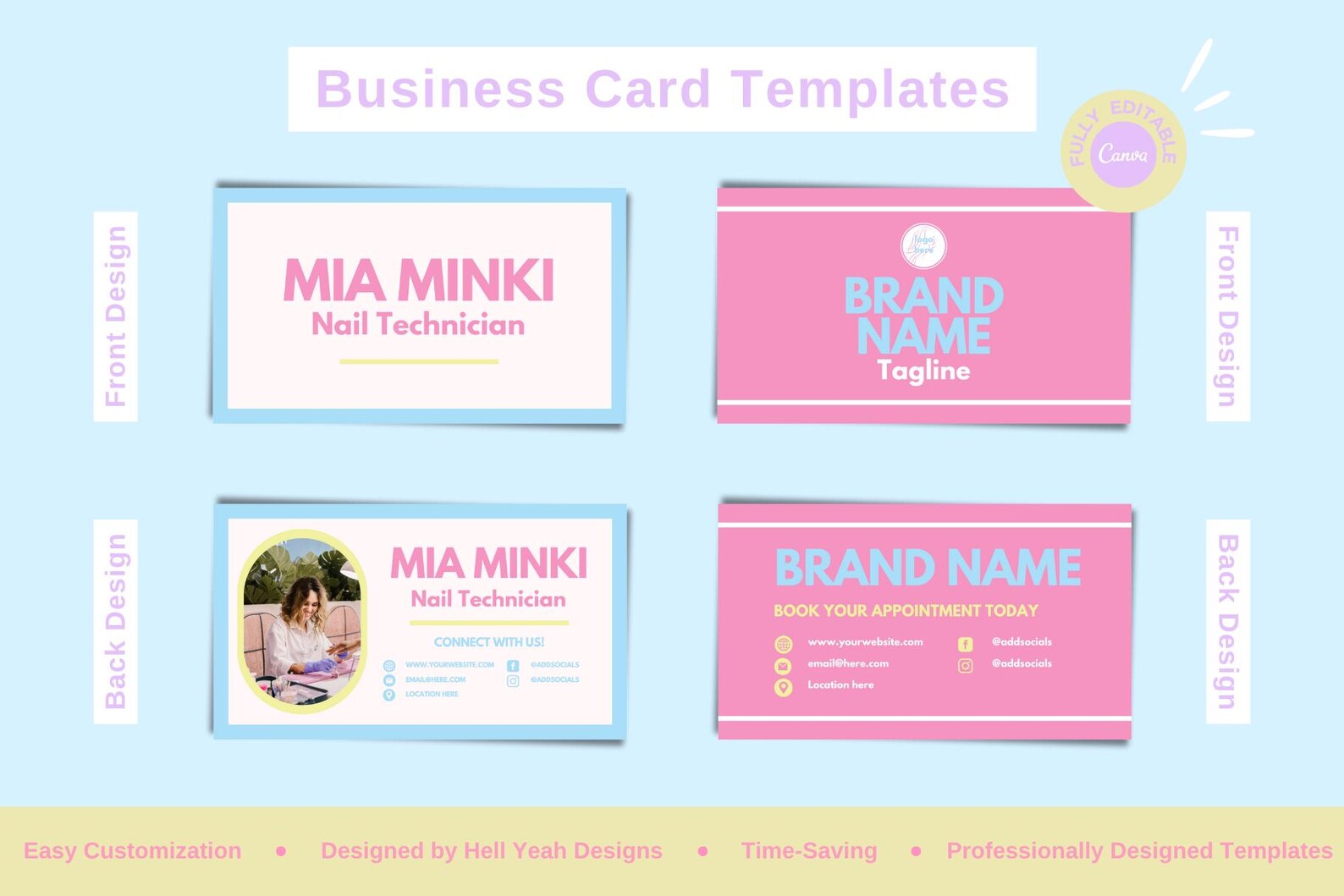 Pretty Pop Business Card Canva Templates - Etsy