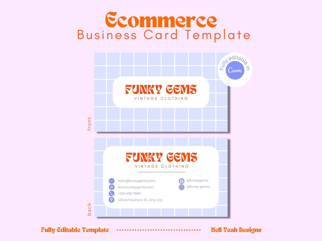 Ecommerce Business Card Canva Template - Etsy Australia