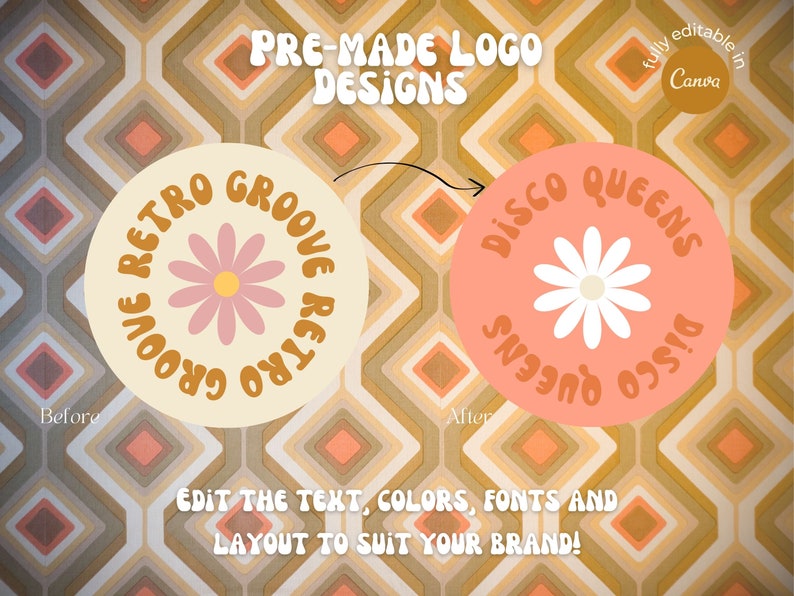 Pre-made Logo Templates Editable Canva Logo Designs Boho - Etsy