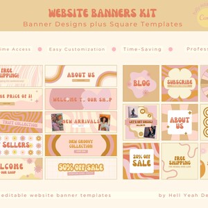 Retro Groove Website Banner Templates Bundle Fully Editable in Canva - Etsy