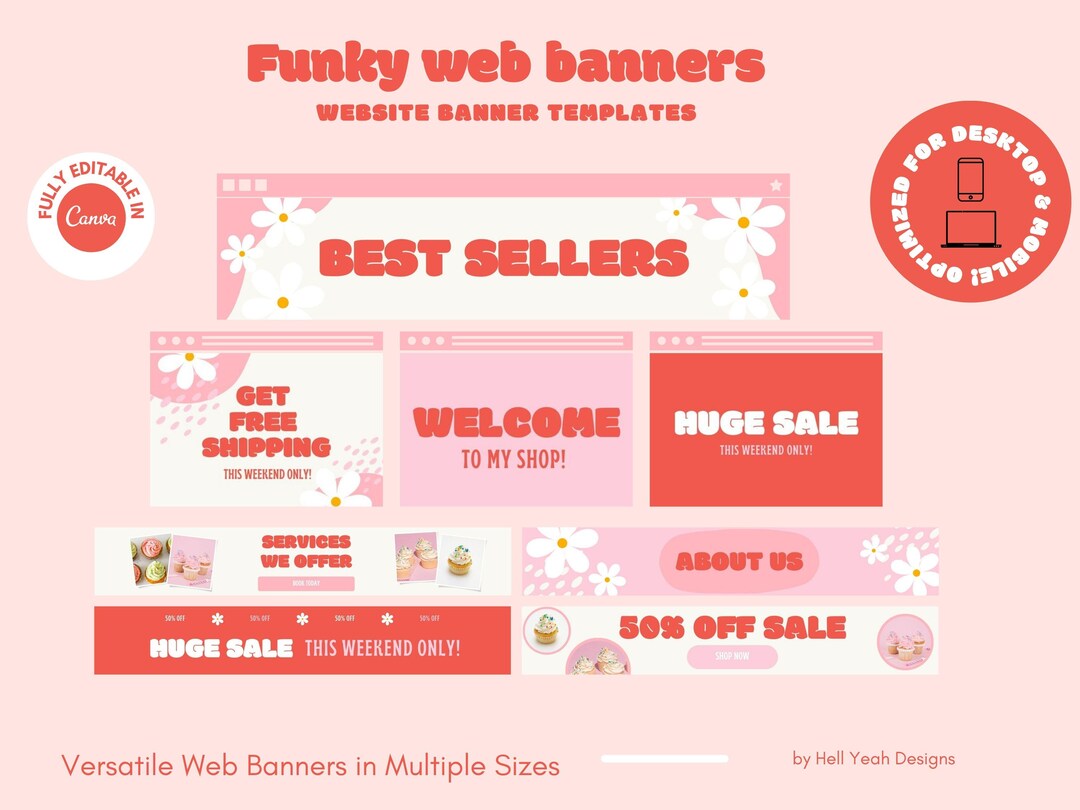 Funky Website Banner Templates Bundle | Easy DIY Website Branding - Etsy