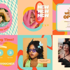60 Bold Retro Instagram POST Templates for Canva, - Etsy