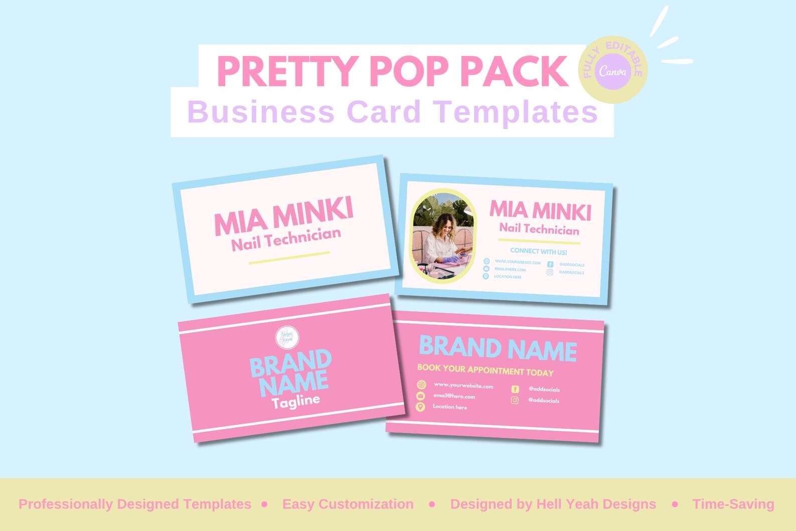 Pretty Pop Business Card Canva Templates - Etsy