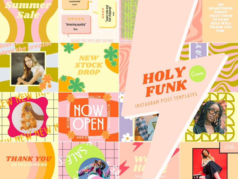 FUNKY INSTAGRAM BUNDLE Editable Canva Templates | Etsy