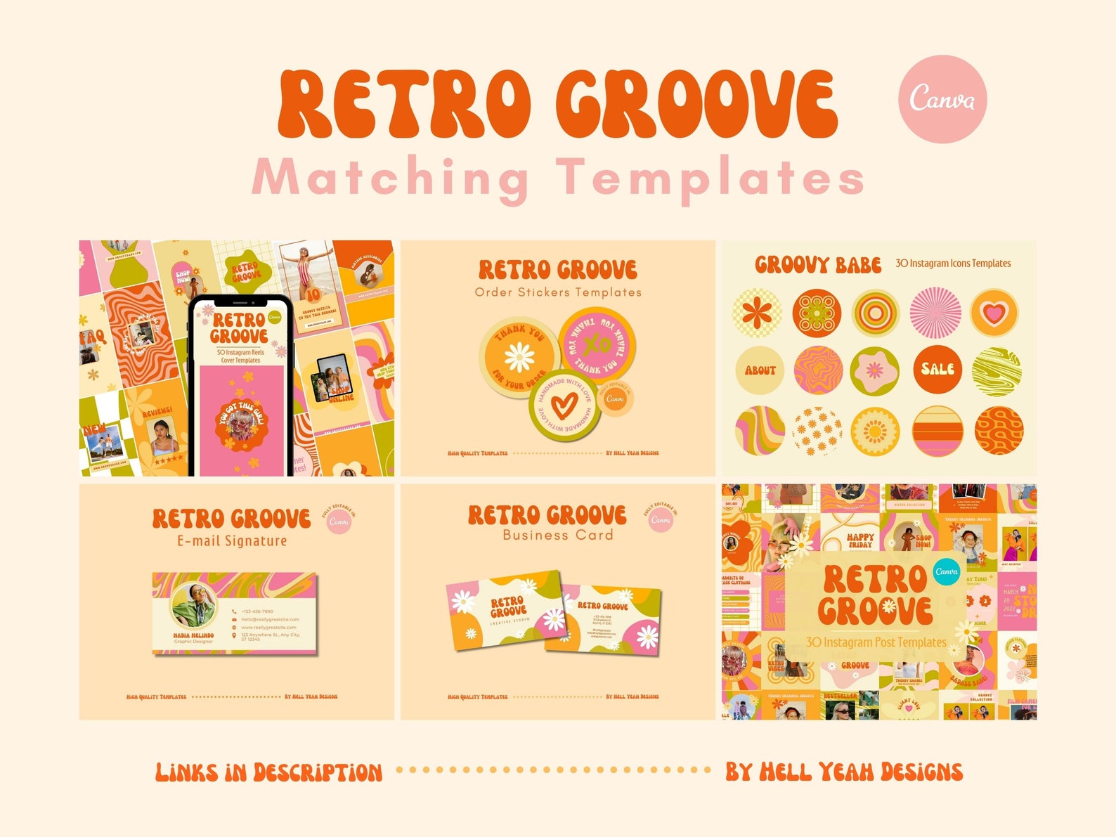 Retro Groove Website Banner Templates Bundle Fully Editable in Canva - Etsy