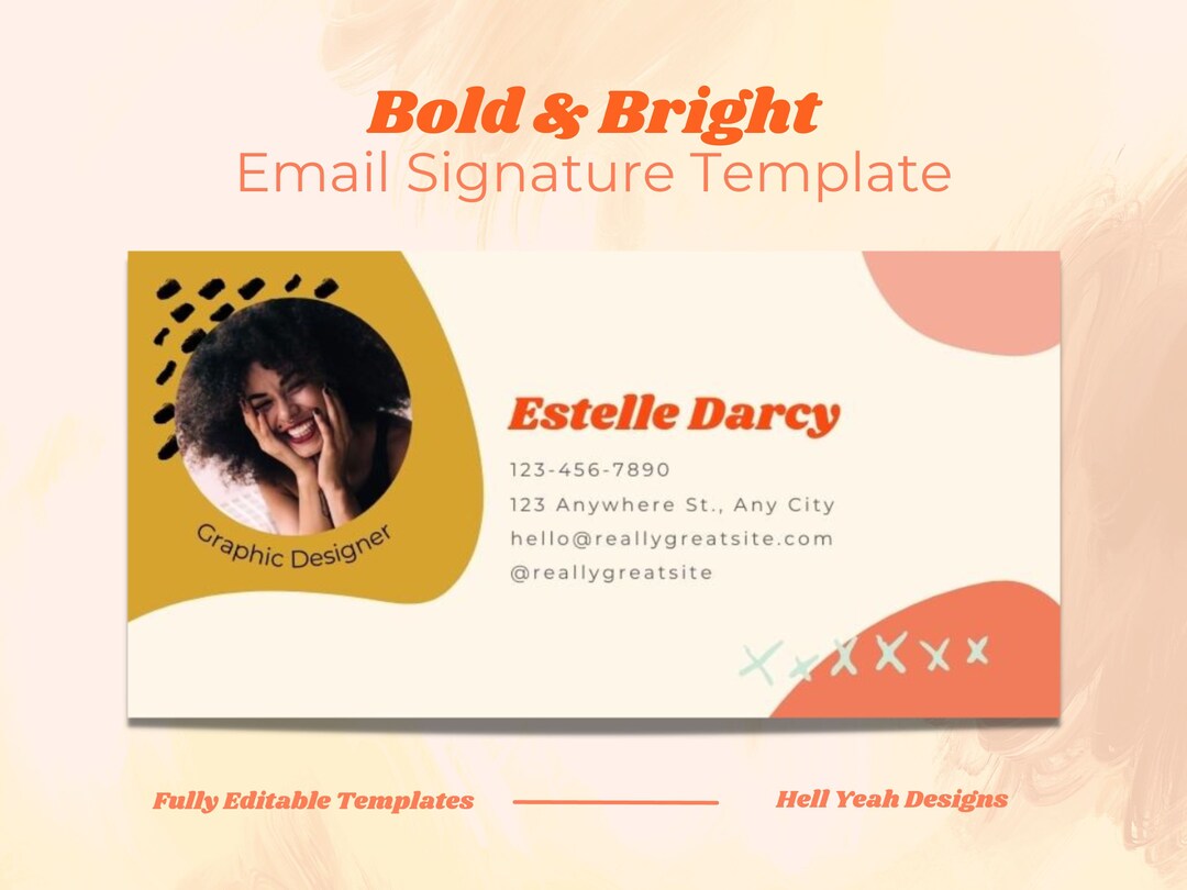 Bold & Bright Email Signature Template Design, Edtable in Canva - Etsy
