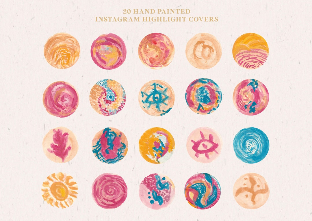 Painted Boho Instagram Story Highlight Icons, Hand Drawn Icons, Line ...